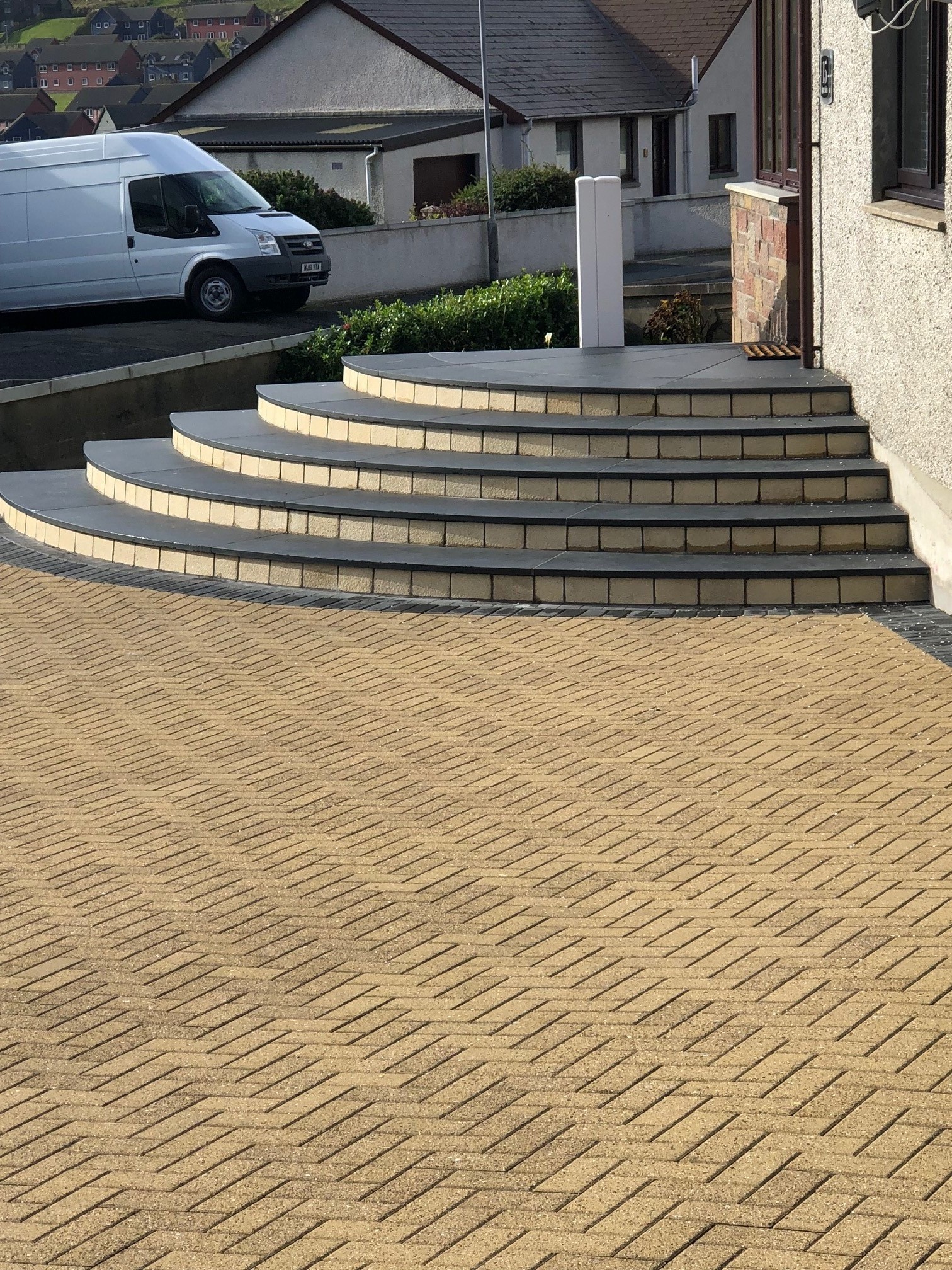 Curved slabs and Lockblock Driveway | Shetland Plant Hire Ltd
